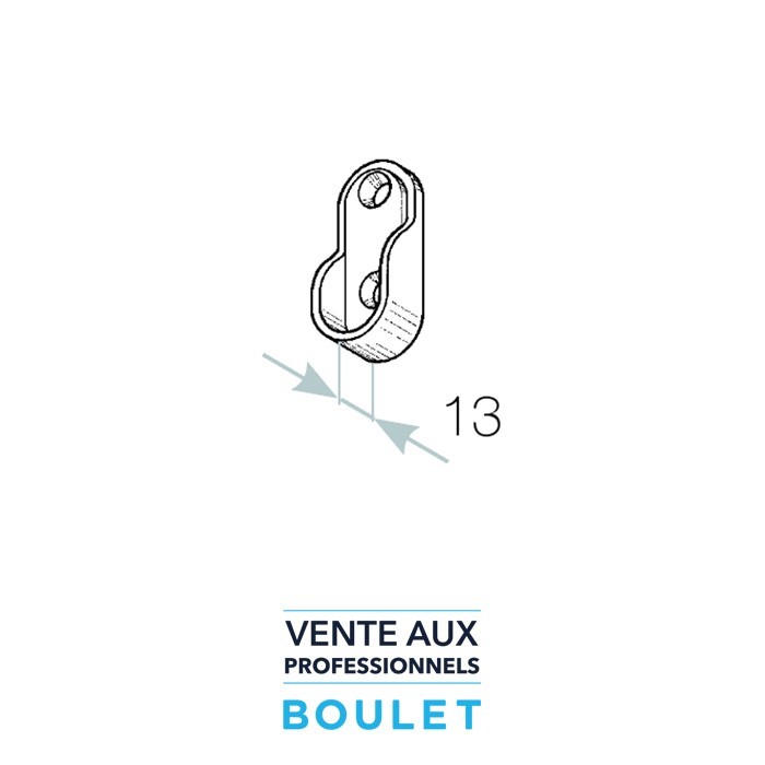 Support entre-mur chromé pour tube ovale 30x15 mm
